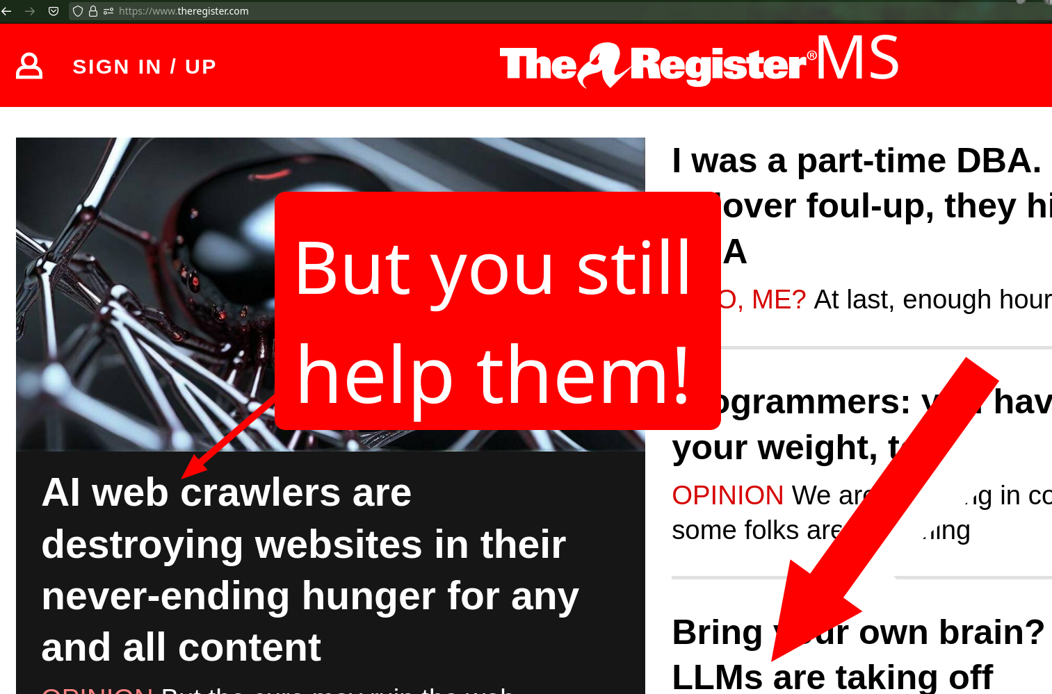 Techrights — The Register MS Says "AI Web Crawlers Are Destroying ...