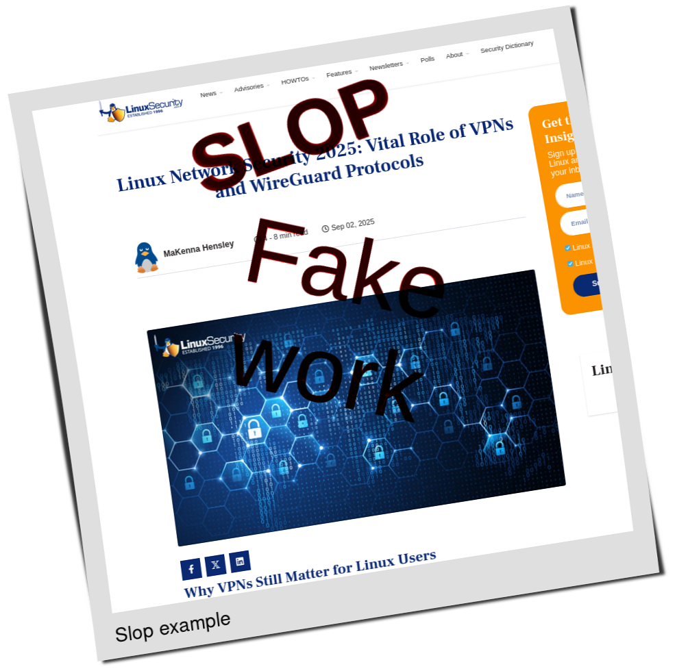 Techrights — Slopwatch: "Open Source" and "Linux" News Faked, Made by Bots and Entered Into ...